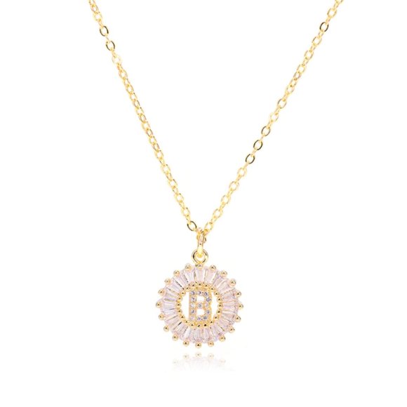 Jewelry | Rhinestone Letter B Gold Necklace | Poshmark